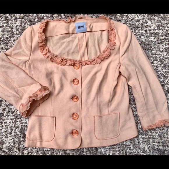 Moschino | Jackets & Coats | Moschino Pink Ruffle Jacket Blazer Sz 2 ...